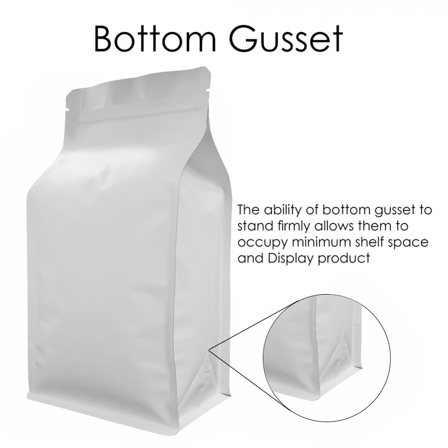 300x500mm White Matt Flat Bottom with Valve Stand Up Pouch/Bag with Zip ...