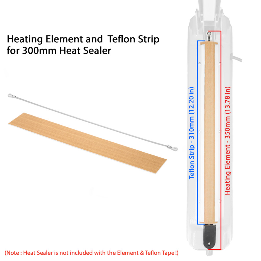 300mm Element and Teflon Strip For Impulse Heat Sealers x 2 Sets ...