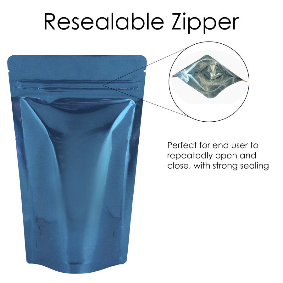 Buy online 250g Blue Shiny Stand Up Pouch/Bag with Zip Lock [SP4]