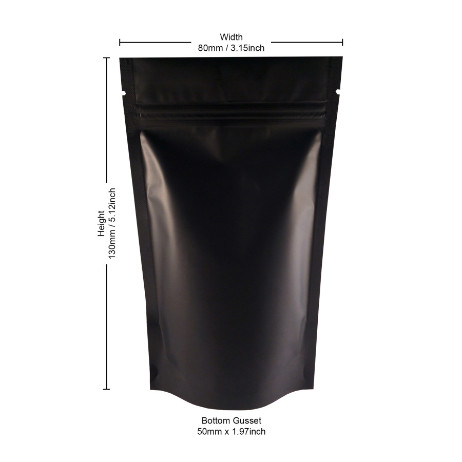 40g Black Matt Stand Up Pouch/Bag with Zip Lock | Rightpak