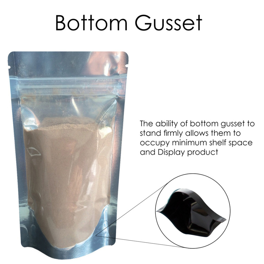 Buy online 500g Clear / Black Shiny Stand Up Pouch/Bag with Zip Lock [SP5]