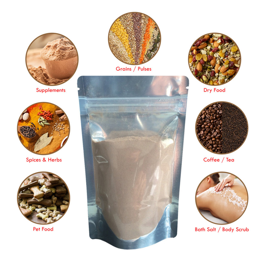 Buy online [Sample] 50g Clear / White Shiny Stand Up Pouch/Bag with Zip ...