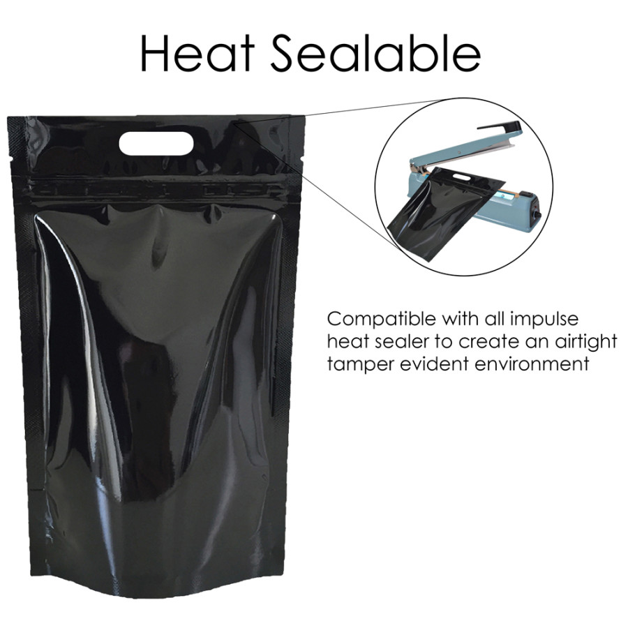 Buy online [Sample] 5kg Black Shiny With Handle Stand Up Pouch/Bag with ...