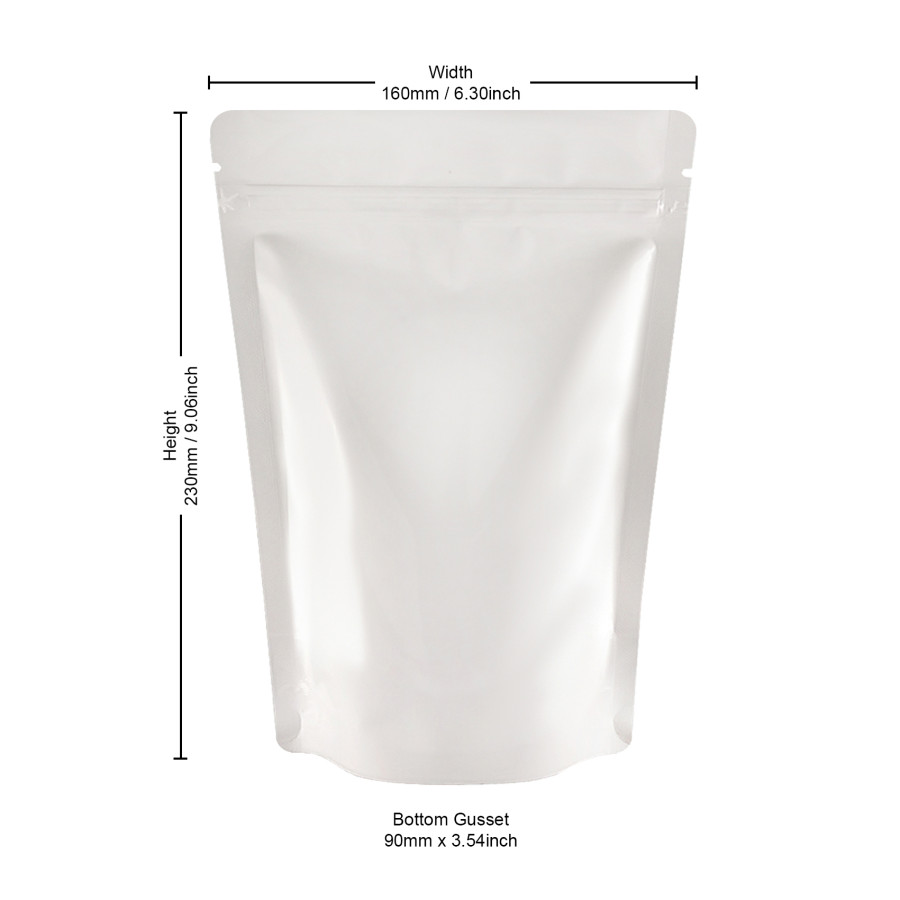 250g White Shiny Stand Up Pouch Bag With Zip Lock [sp4]
